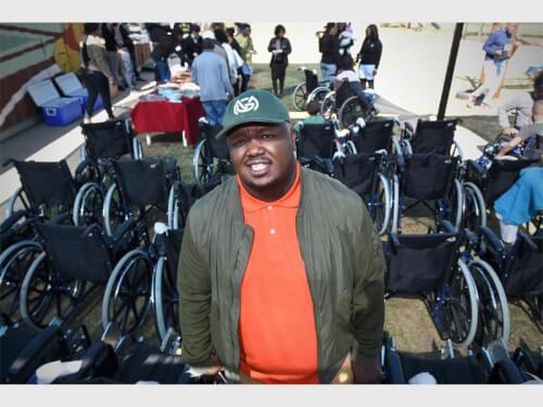 Comedian Skhumba Hlophe donates 150 wheelchairs