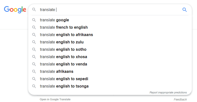 Translate English to Afrikaans Services by Google Translate