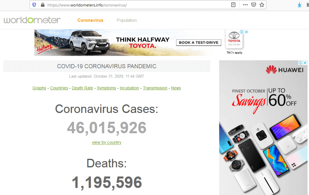 Worldometer, Coronavirus Statistics Website