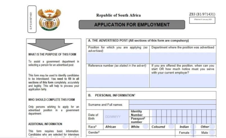 Z83 Form And How It Works in South Africa