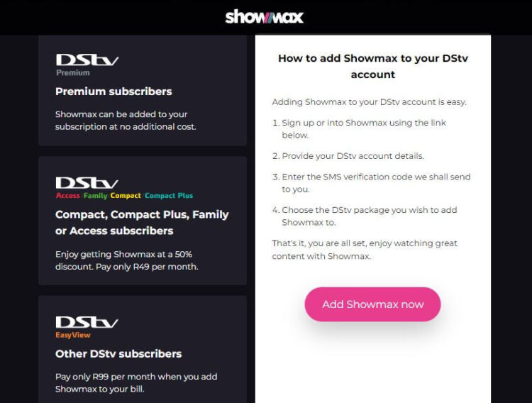DStv Showmax Login