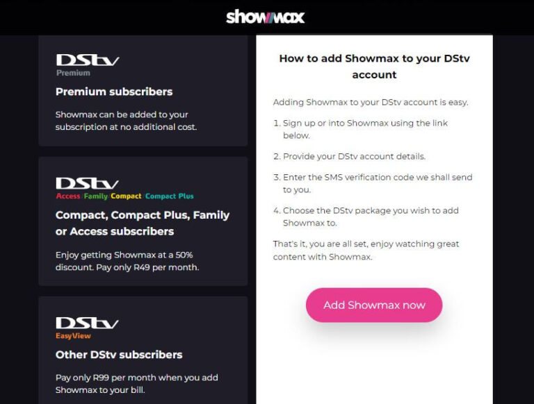 DStv Showmax Login