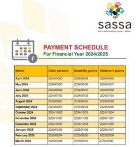 SASSA SRD R350 Grant Payment Dates for 2024/2025