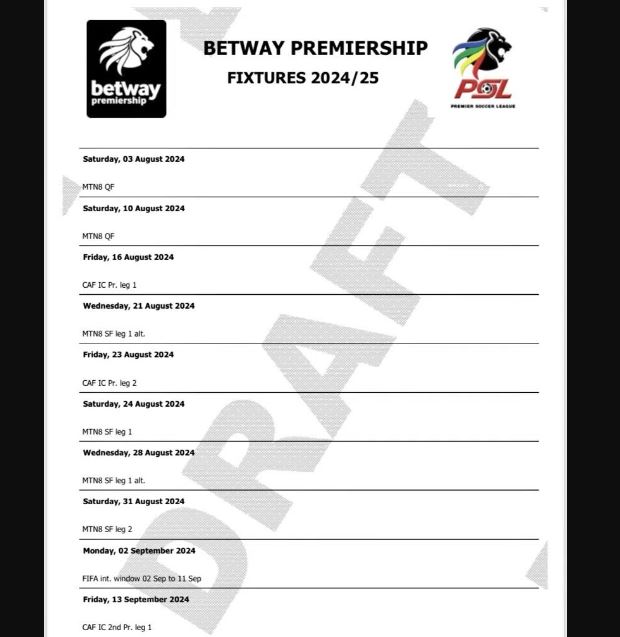 Betway Premiership 2024/25 Season Fixtures Revealed