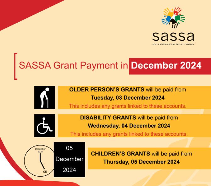 SASSA Grant Payment Dates for December 2024