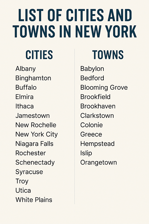 List of Cities And Towns in New York